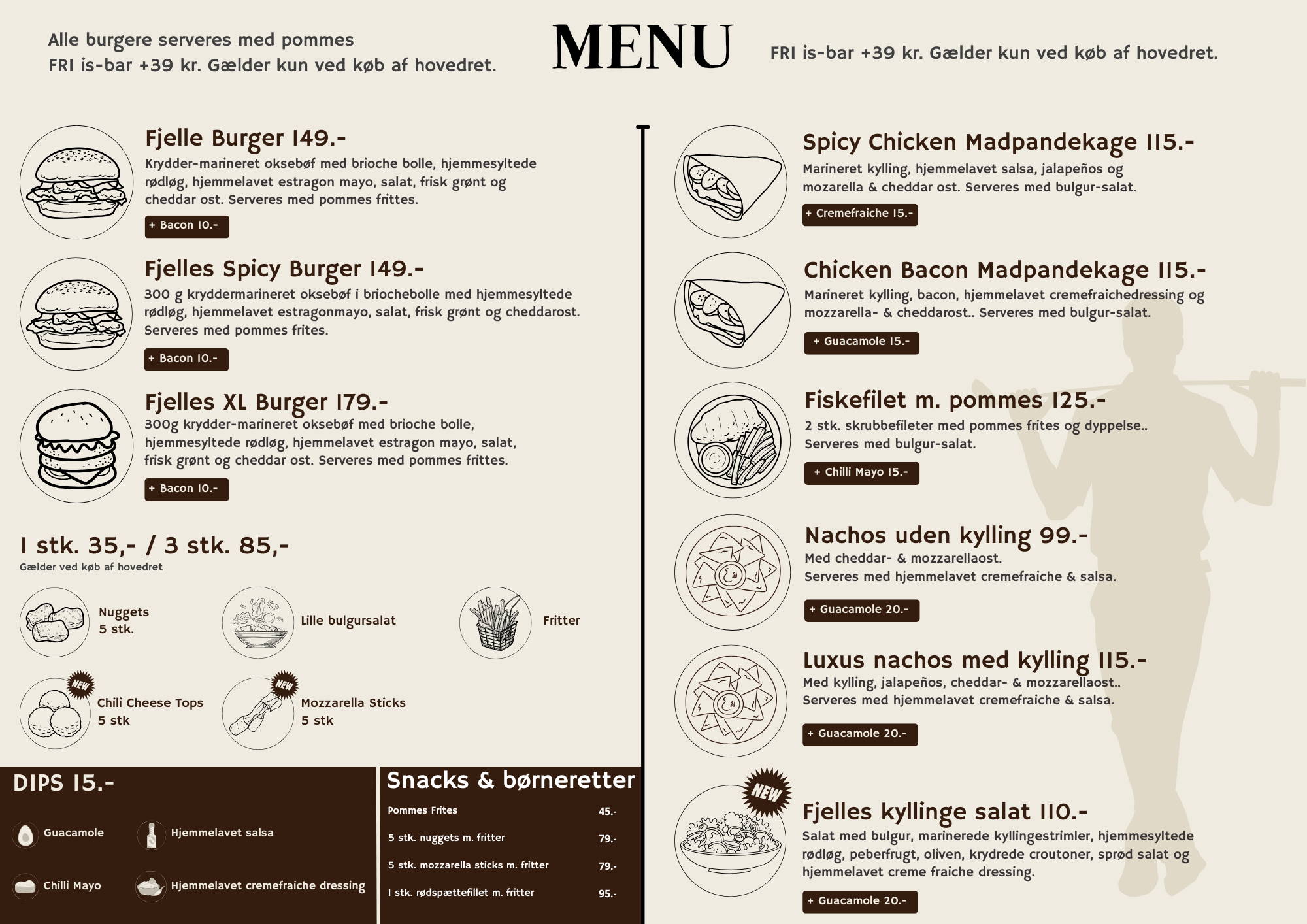 Menukort til siddende gæster 2025 – Cafe Fjelle